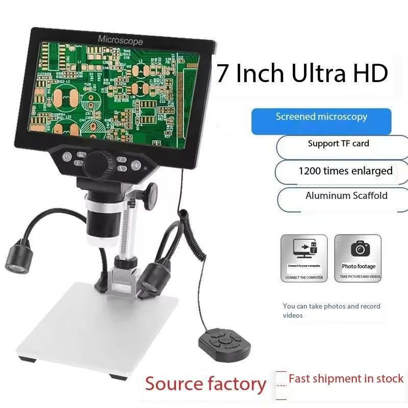 7‘’ Digital Microscope 1200X Zoom 12MP HD Electronic Microscopes Camera ...