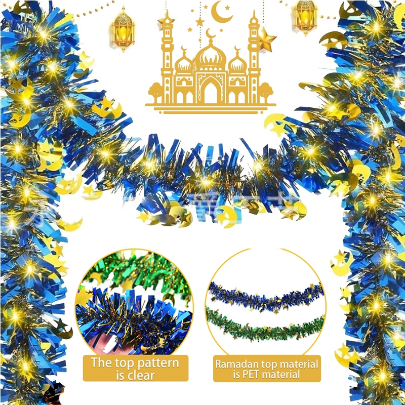 Hari Raya 2M Moon Star Metallic Garland Ramadan decoration Foil Tinsel ...