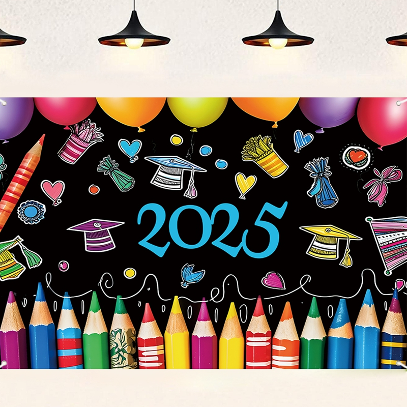 150*100Cm Happy Graduation Background Color Pencil Balloon Pattern ...
