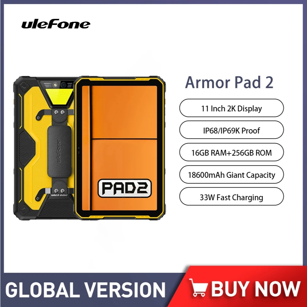 Ulefone Armor Pad 2 Rugged Tablet 11" 2K 18600mAh IP68/IP69K Android 13 ...