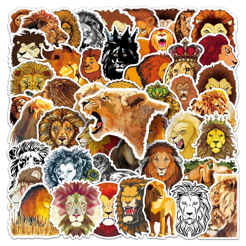 50 Piece Funny Lion DIY Creative Stickers For Laptops/Phones/Helmet/Car ...