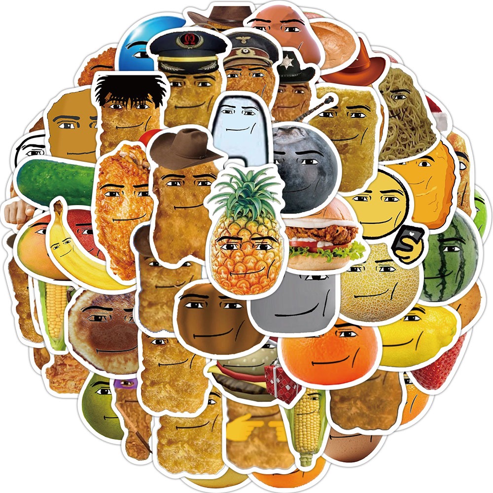 [Large Sticker]58PCS Funny Chicken Nugget Meme Stickers Robloxs Face ...