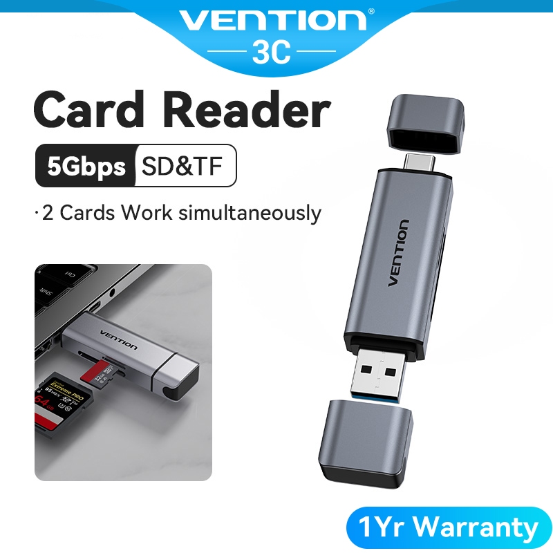 Vention 3 in 1 SD TF Card Reader OTG USB 3.0 2.0 5Gbps 256GB Type C 3.0 ...