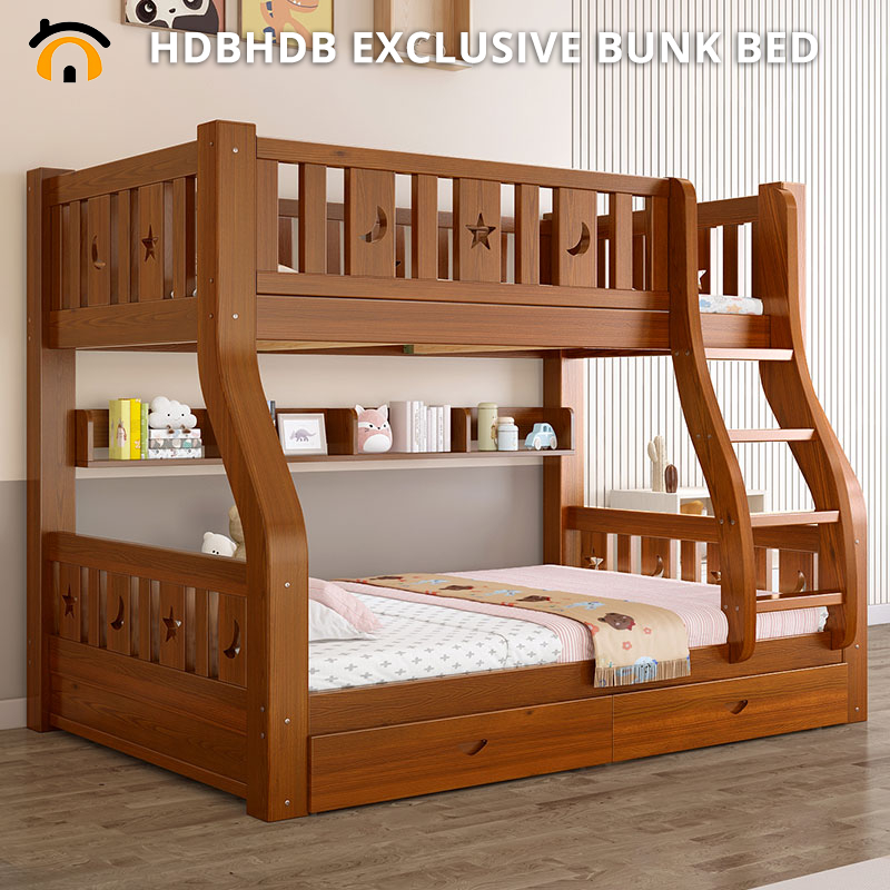 Multifunction HDB Solid Wood Thickening Double Decker Bed | Large Bearing Capacity Bunk Bed ...