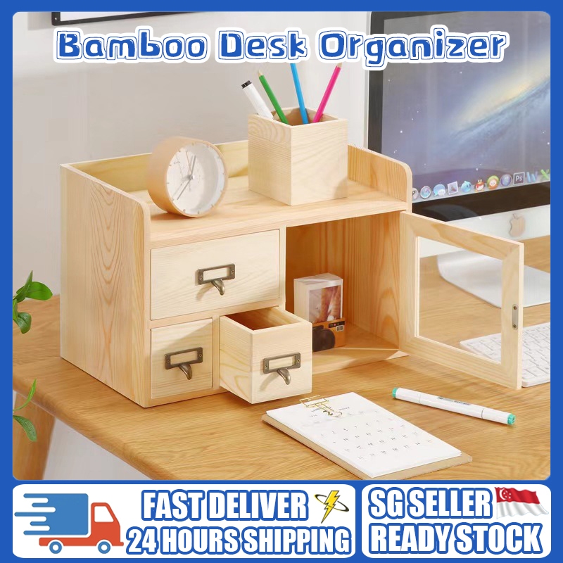 【SHIP FROM SG】Bamboo Desk Organizer - Mini Bamboo Desk Drawer Tabletop ...