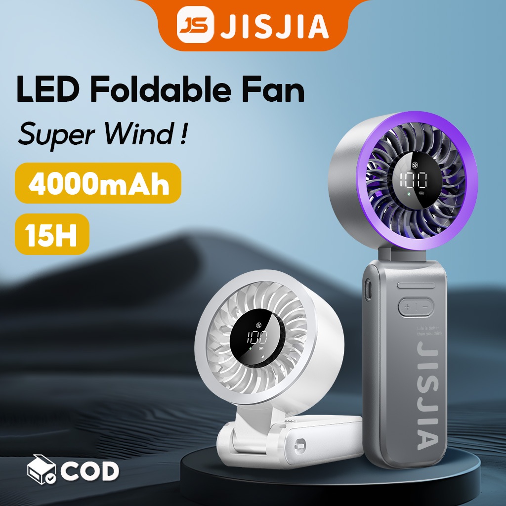 JISJIA Handheld Fan Folding Fan portable rechargeable electric fan 3000 ...