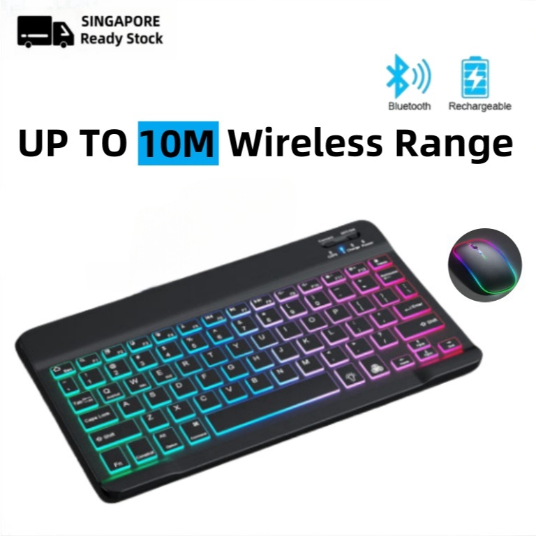 SG Local - 10inch Mini Wireless Bluetooth Keyboard Mouse Set with RGB ...