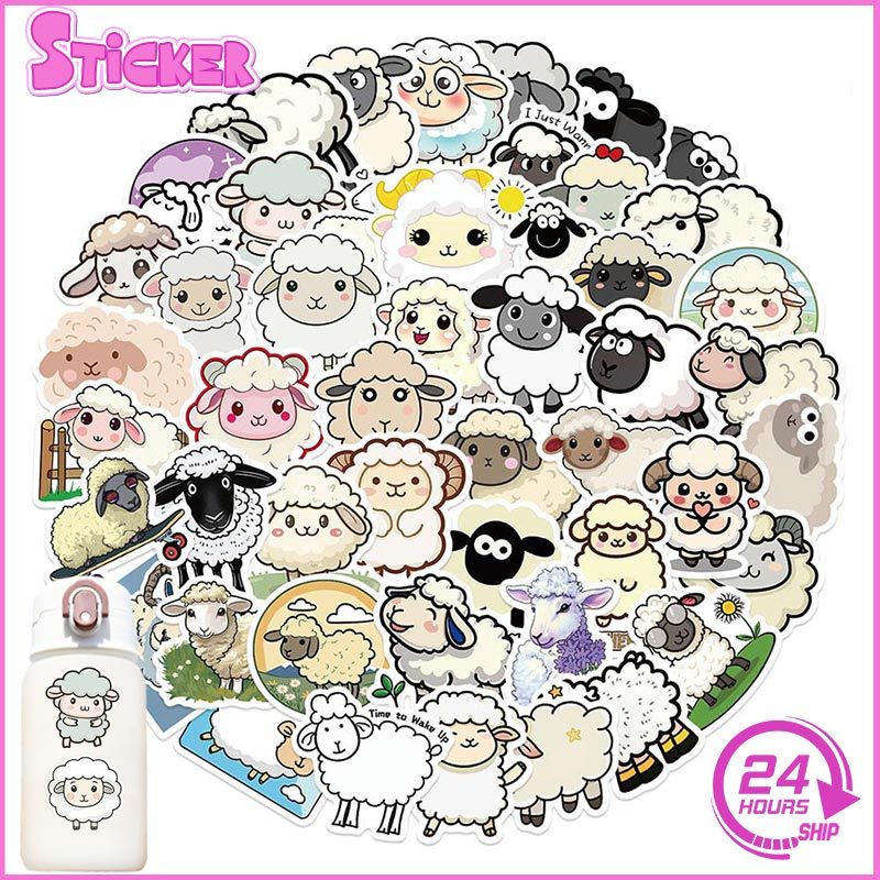 50pcs Cute Little Sheep Stickers DIY Waterproof Cartoon Sticker For ...