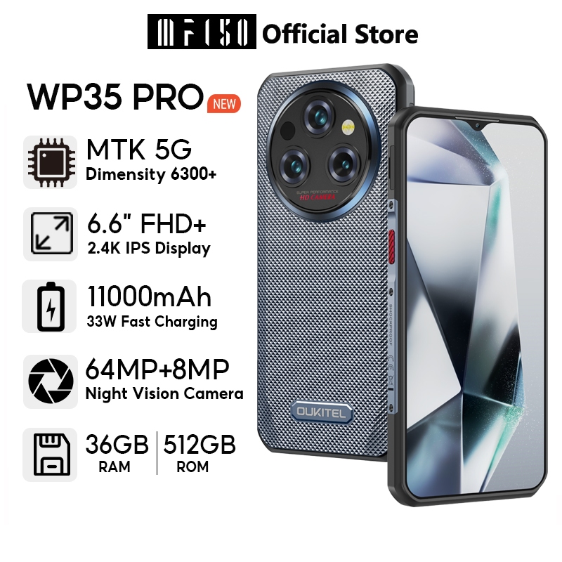 OUKITEL WP35 PRO 5G Mobiles 36GB+512GB 6.6inch 2.4K Display 11000mAh ...