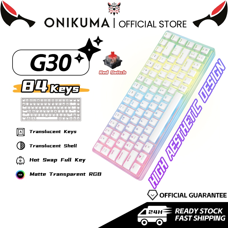 ONIKUMA G30 Gaming Keyboard Red Switch 84Keys Full Key Hot Swap RGB ...