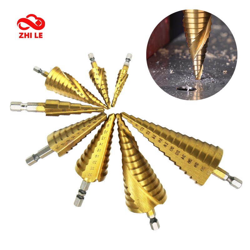 Step Drill Bit Metal Steel Cutter Drills Bits Center Door Hole Saw ZLE ...