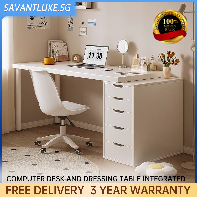 Study Table Office Desk with Drawer Extendable Solid Wood Desk And ...