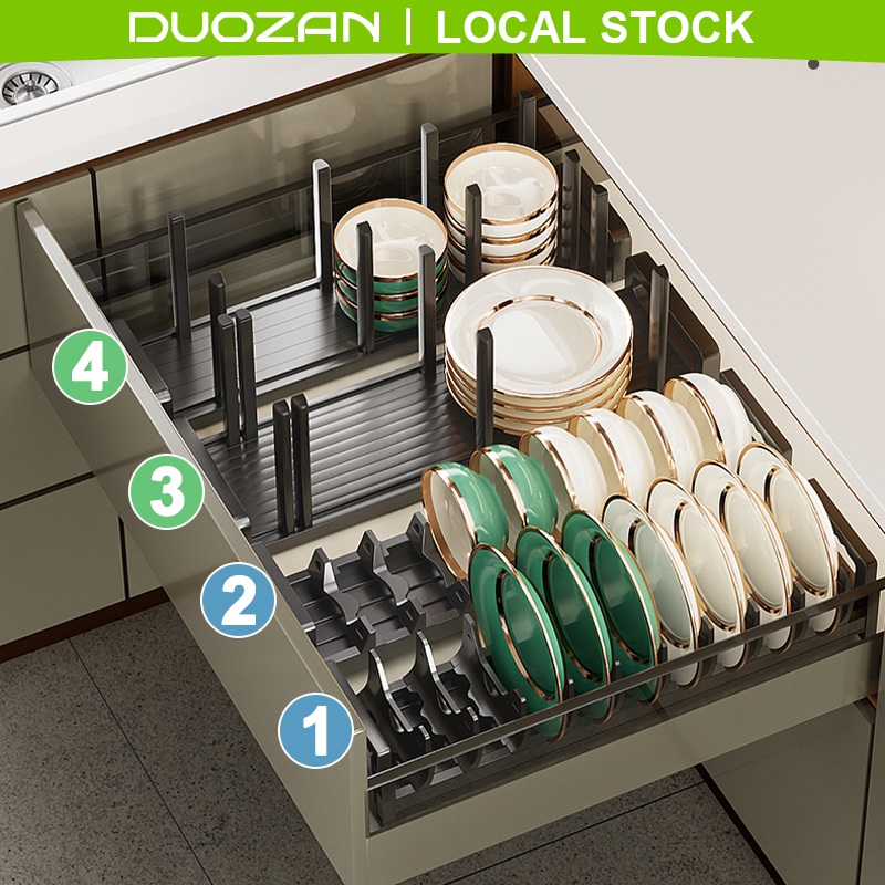 DUOZAN Plate Organiser Dish Bowl Plate Rack Plate Holder Kitchen Drawer ...