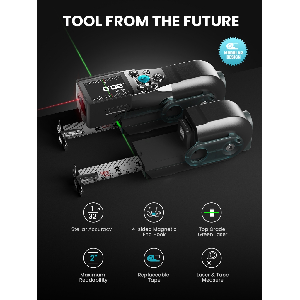 Mileseey XTAPE1 Digital Tape Measure,Professional 330Ft Laser Measuring ...