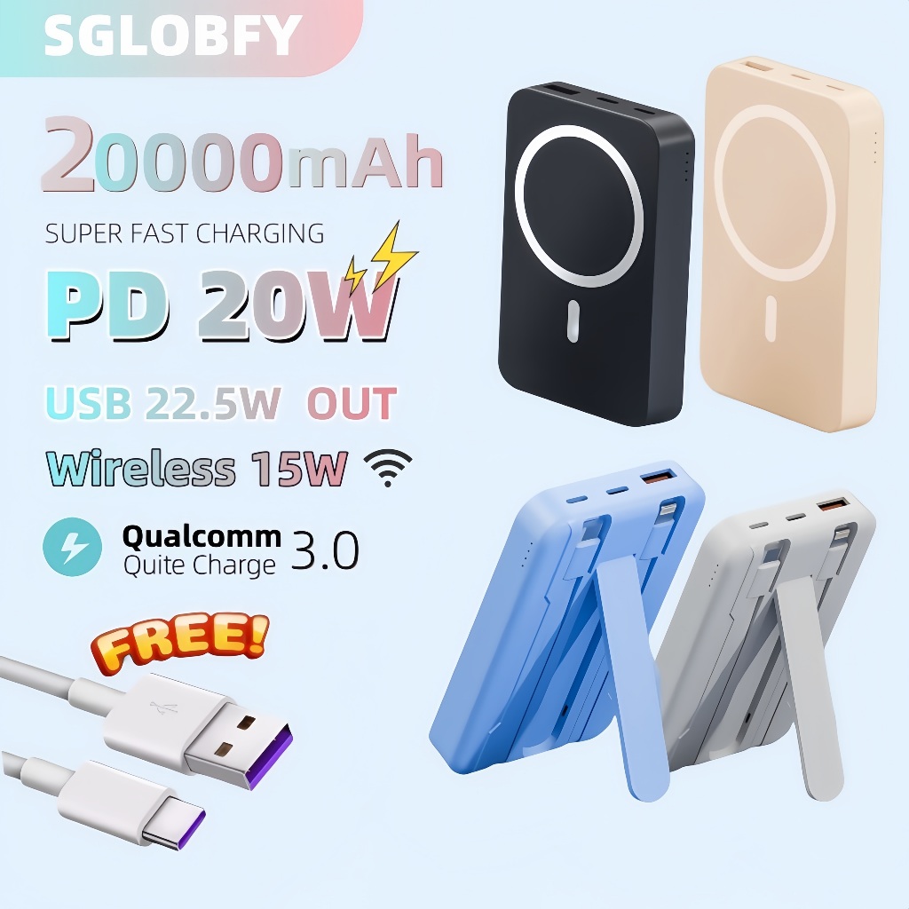SGLOBFY Magnetic Powerbank Fast Charging 20000mAh Portable Charger ...