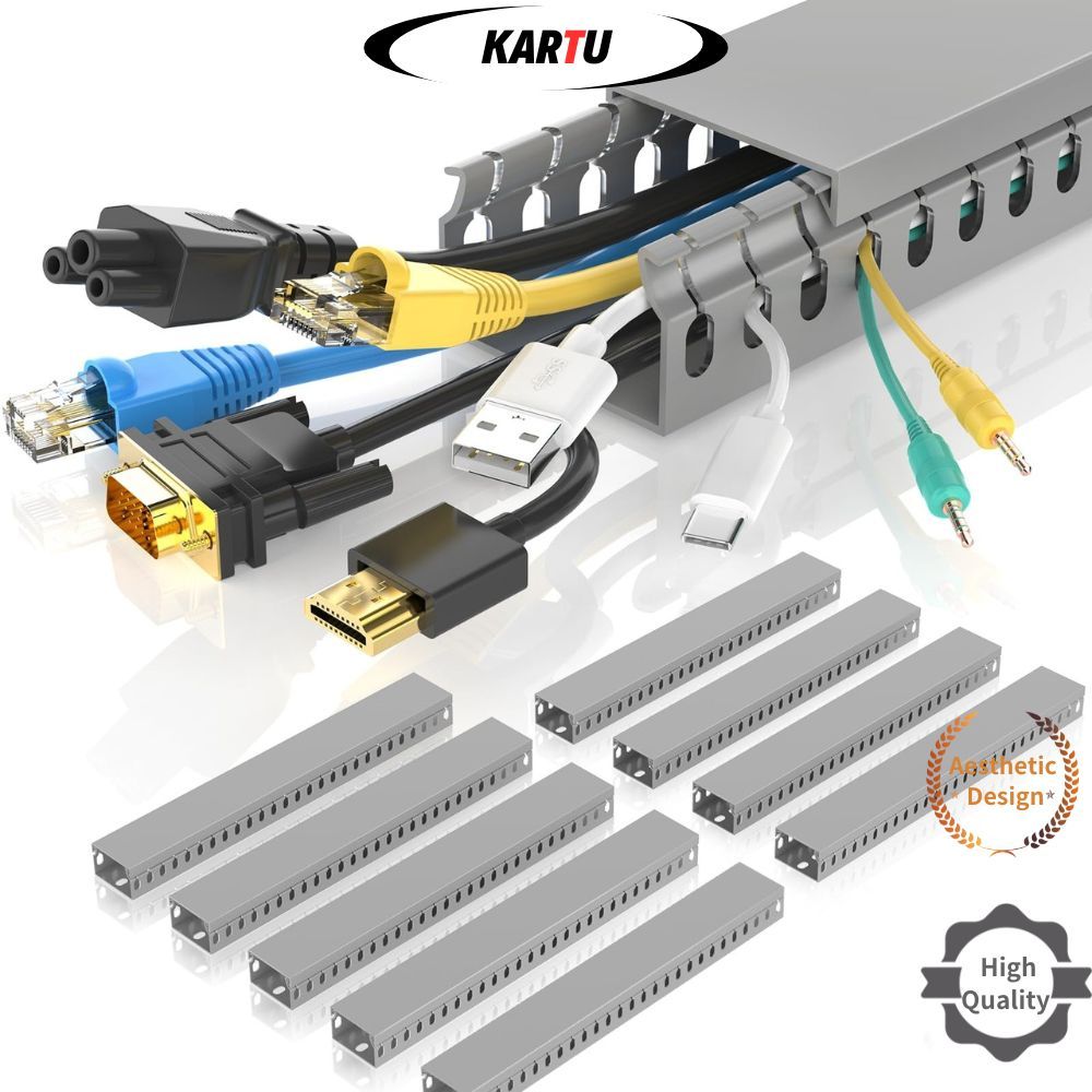 【Ready Stock】Grey Open Slot Wiring Raceway Cable Duct, Office Desk Wire ...
