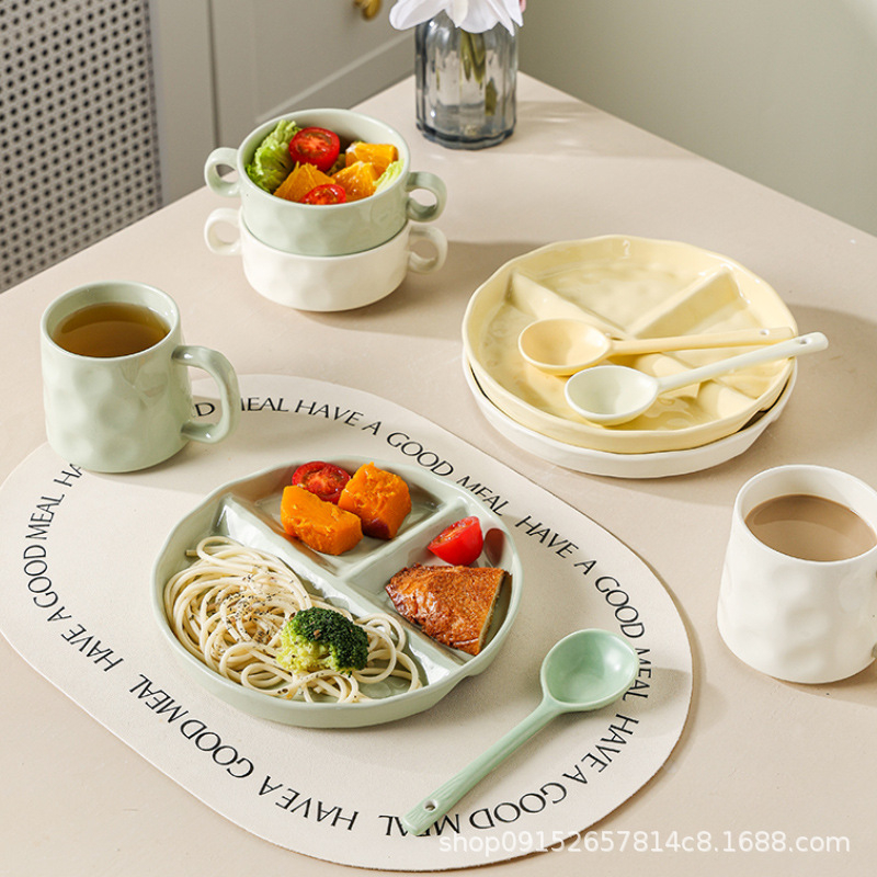 211 Fat Reducing Dining Plate Ceramic Partition Plate Triple Grid ...