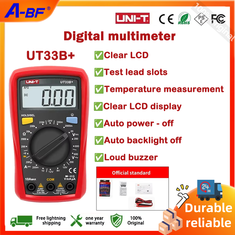 UNI-T UT33+ Series UT33A+ UT33B+ UT33C+ UT33D+ Digital Multimeter True RMS 1999 600v 10A LCD ...