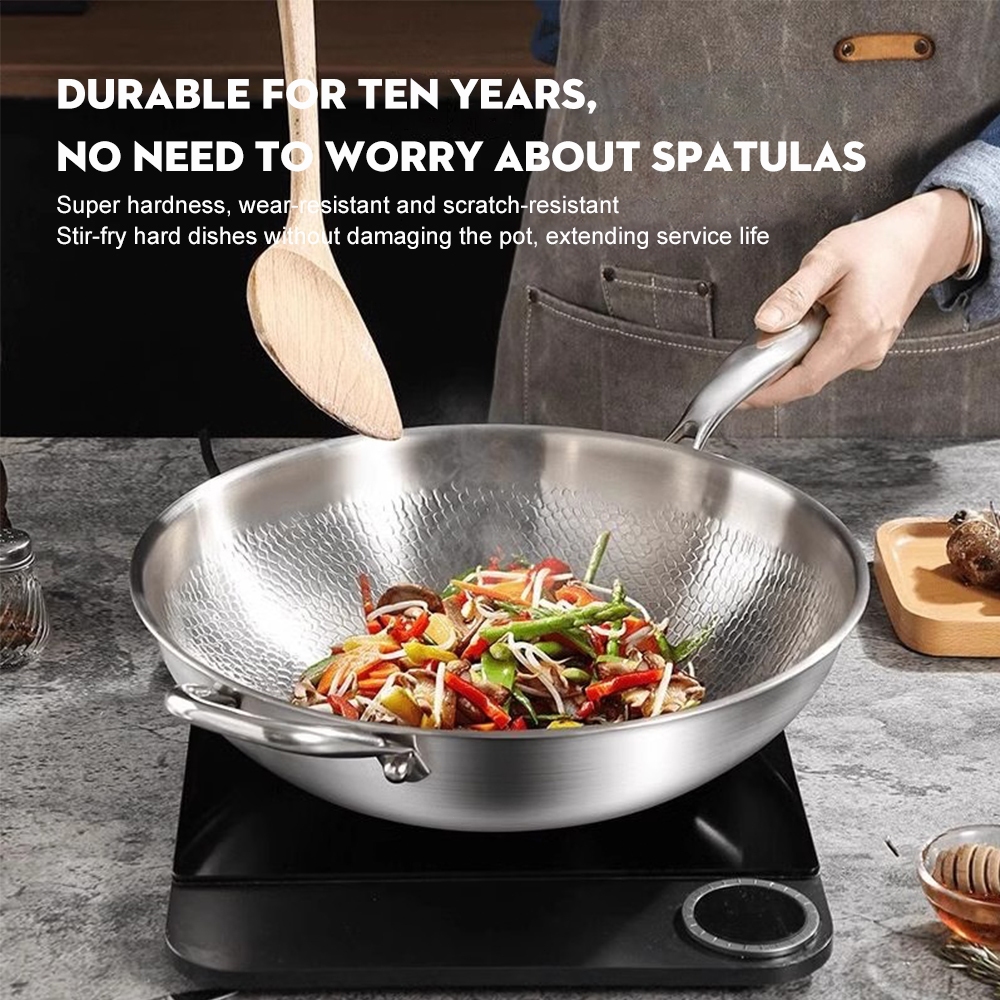 Hammer pattern non stick titanium wok easy to clean non stick wok 30/32 ...