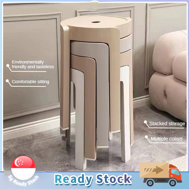 [SG Seller ]Stackable Plastic Stool Chair Dining Chair Set of Living ...
