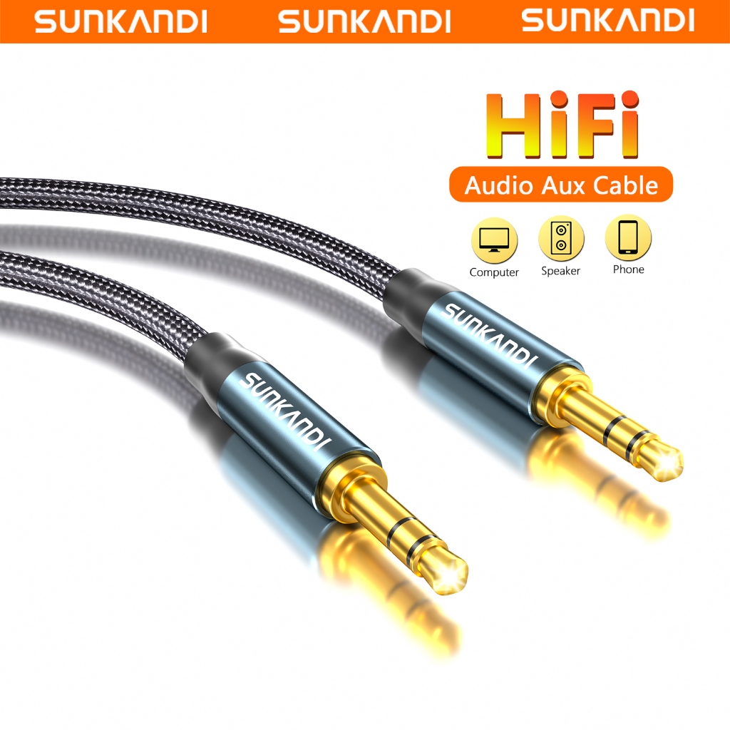 SUNKANDI 3.5mm Aux Headphone Cable Car Aux 3.5mm Audio Cable Male to ...