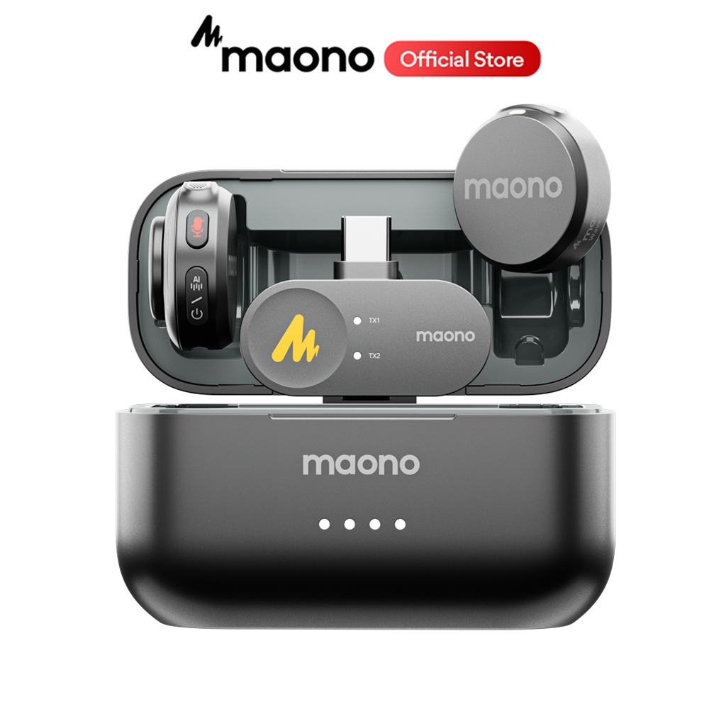 Maono Wave T5 Wireless Lavalier Microphone USB C Plug Mini Mic Noise ...
