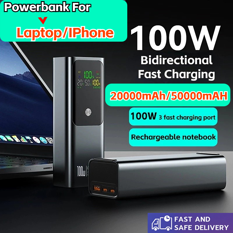 100W LAPTOP POWER BANK 50000mAh Multi port 65W Fast Charging QC+PD ...