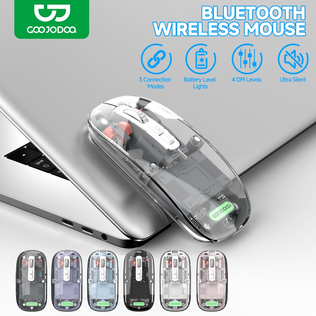 GOOJODOQ Transparent Wireless Mouse BT5.1/2.4G DPI Rechargeable Silent ...