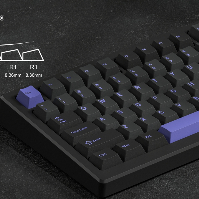Womier Double Shot PBT Keycaps 130 Keys Cherry Profile Black Purple ...