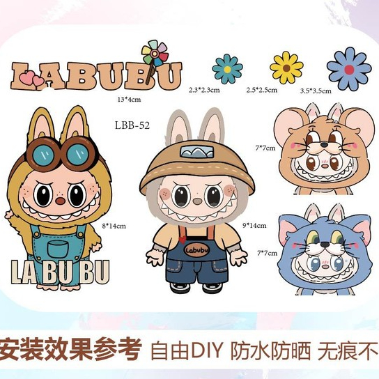 POPMART cartoon sticker LABUBU cute labubu car sticker decoration car ...
