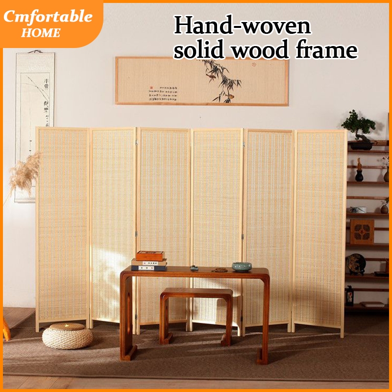CH Wooden Frame Bamboo Wall Partition Bidai Reed Prayer Room Divider ...