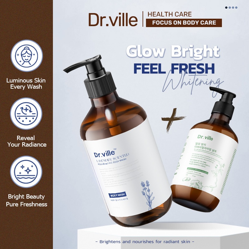 Dr.ville Body Wash / Body Shower, 500ml/1000ml - Long-lasting Moisture ...
