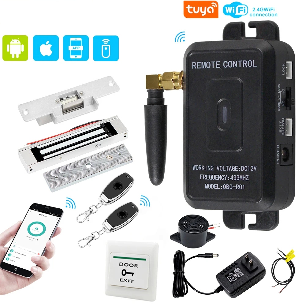 WIFI Tuya Smart App Wireless Access Control System Kits Keyless 433Mhz ...