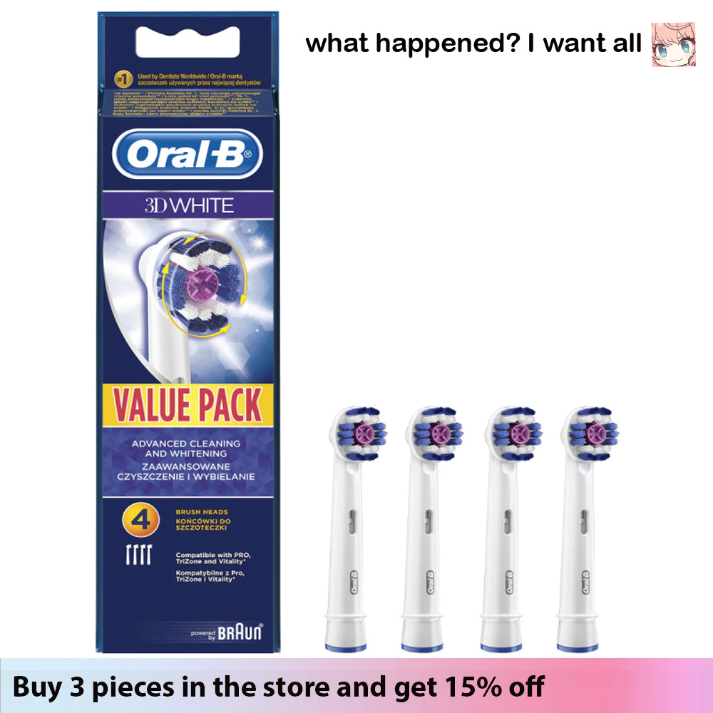 Oral-B EB18P-4 TALUE PACK of 4 in the middle 3D rhite | Shopee Singapore