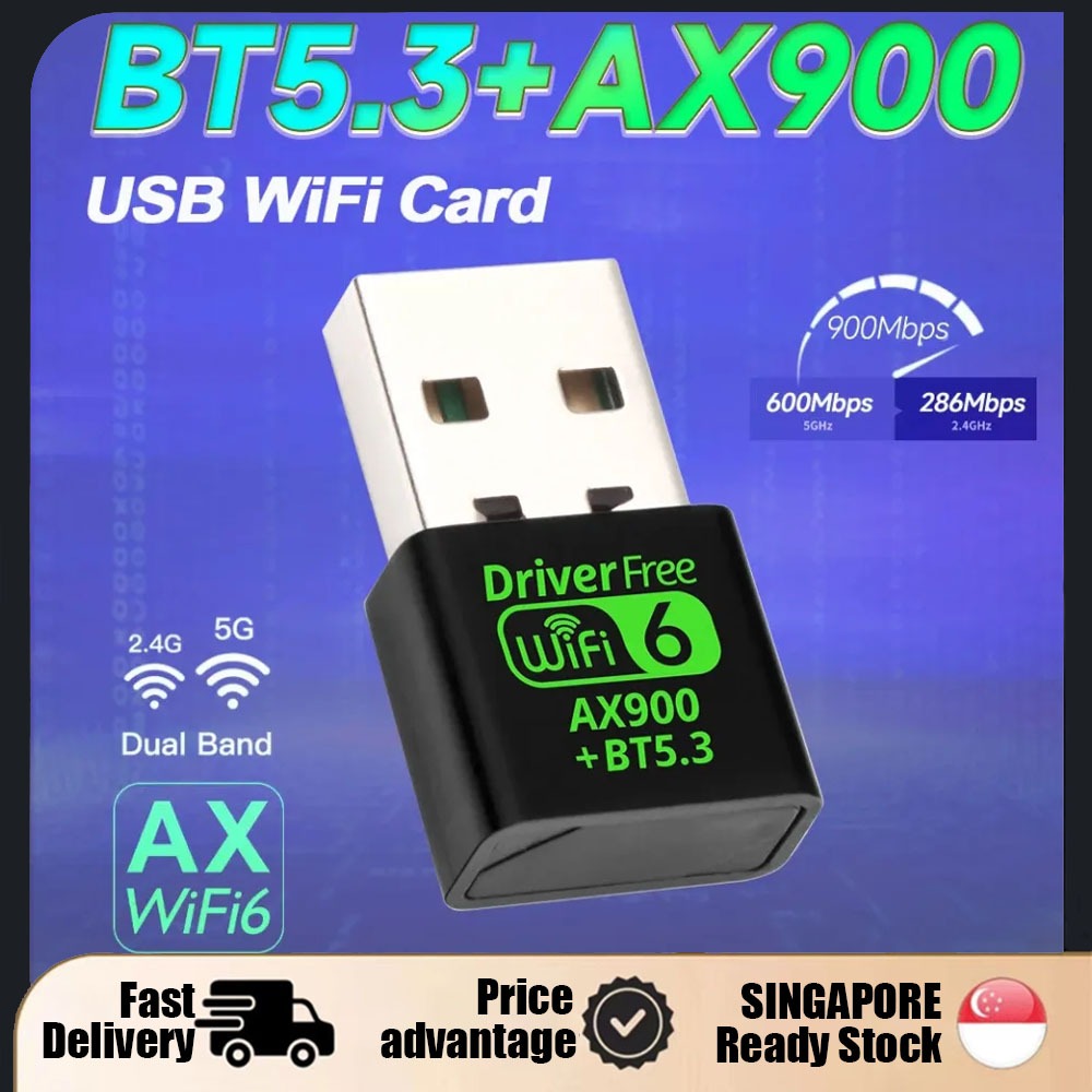 🇸🇬 Ready Stock USB Wireless Wifi/Bluetooth Adapter 900Mbps Wifi Dongle ...