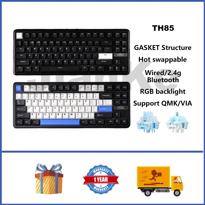 EPOMAKER TH85 Wireless Mechanical Keyboard 75% Hot swappable RGB GASKET Custom Gaming Keyboard ...