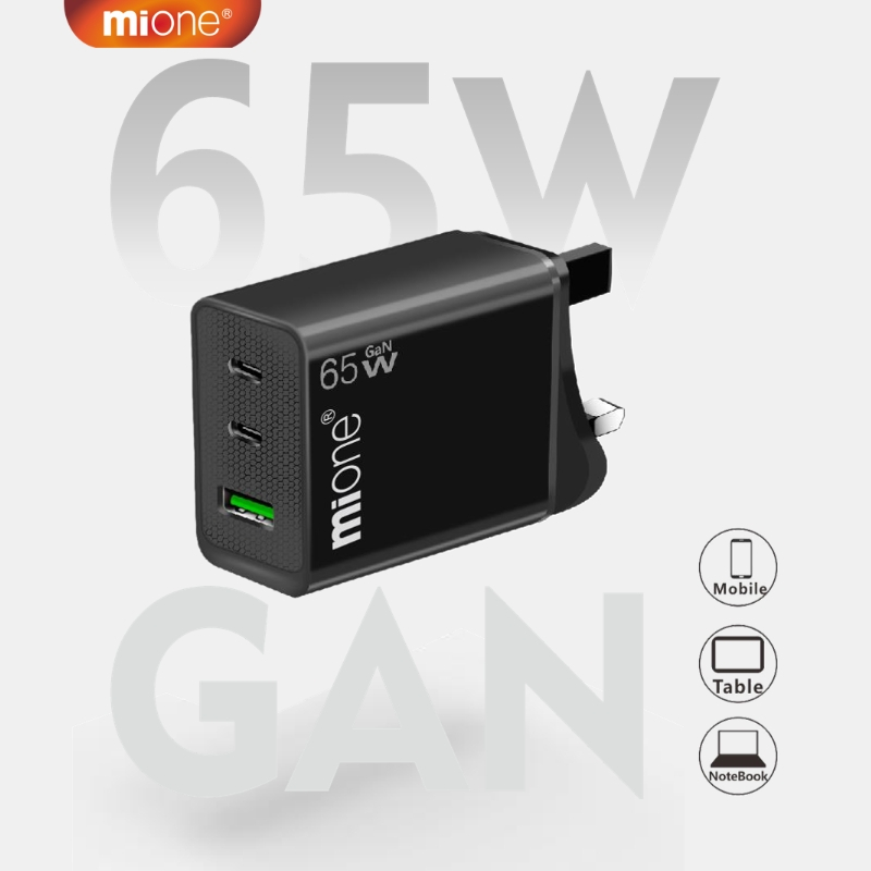 Mione Travel Charger 65W GaN Fast Charger USB Type C PD For IP 15 16 ...