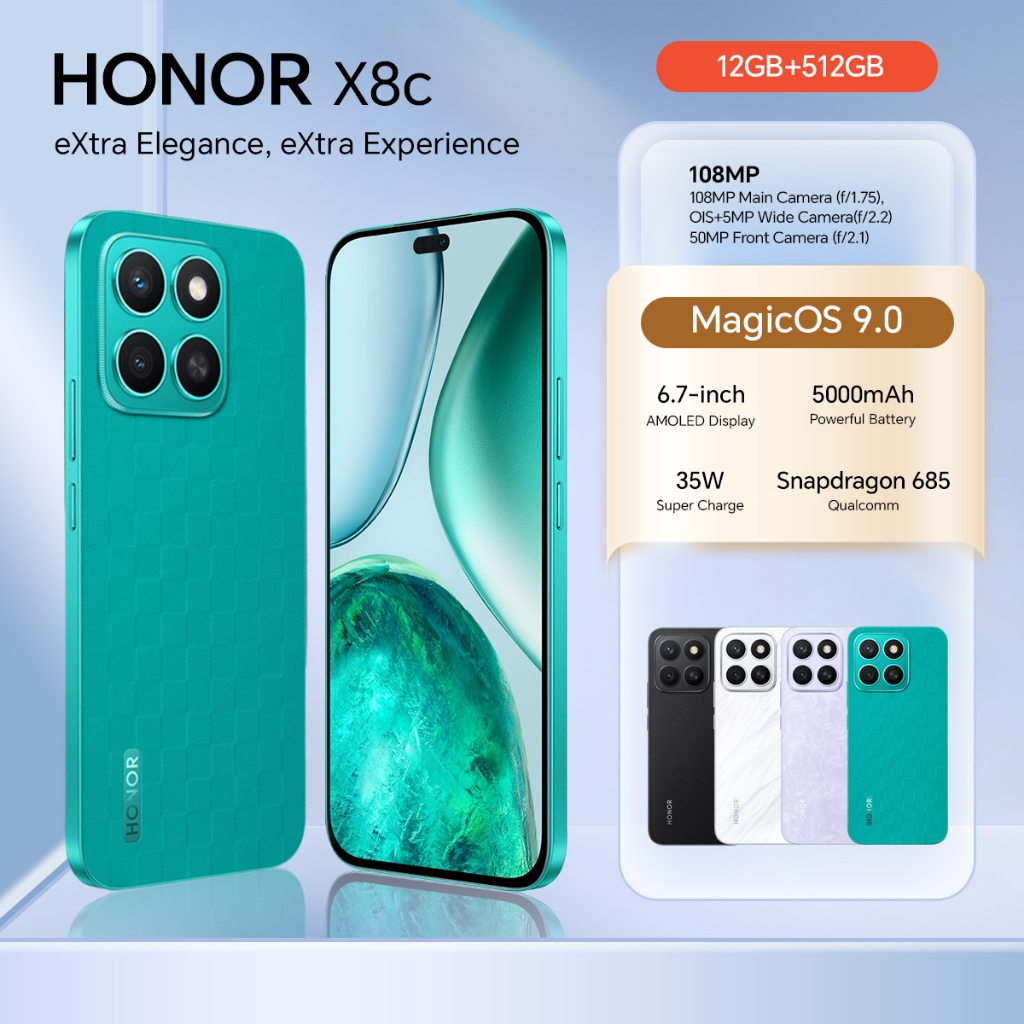 NEW HONOR X8c Smartphone （8+8）GB + 512GB Large Storage | 108MP Night ...
