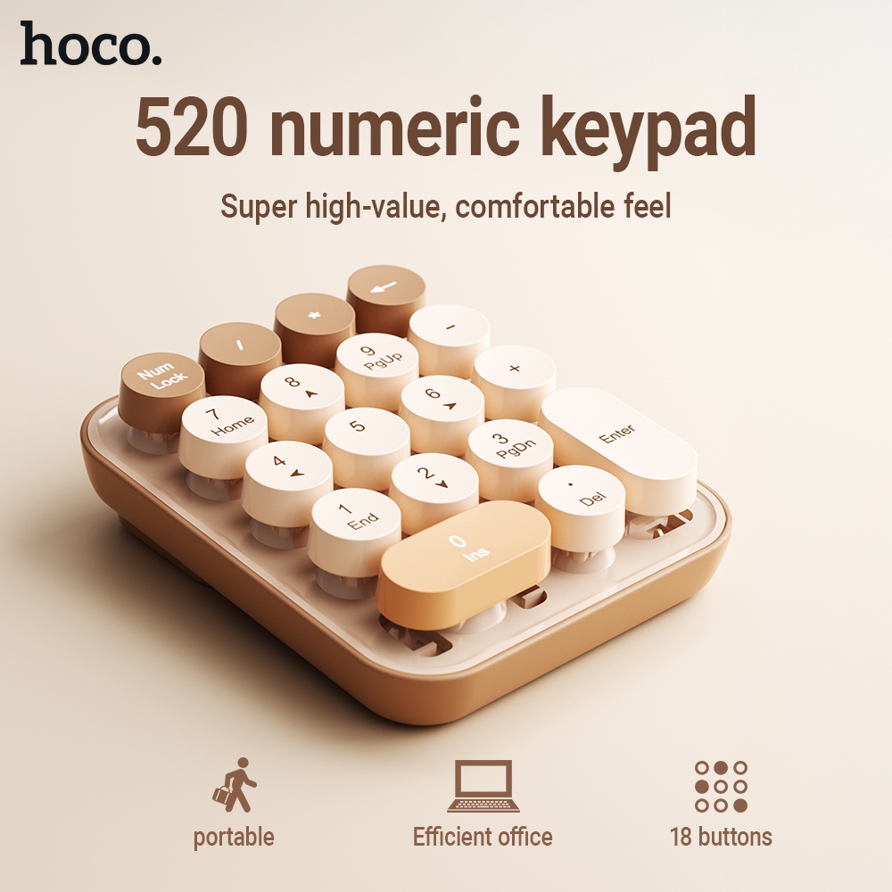 HOCO 520 Wireless Numeric Keypad 18Key Portable Mini Wireless 2.4G USB ...