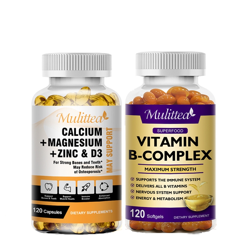 Mulittea Calcium + Magnesium + Zinc & Vitamin D3 Capsules and Vitamin B ...