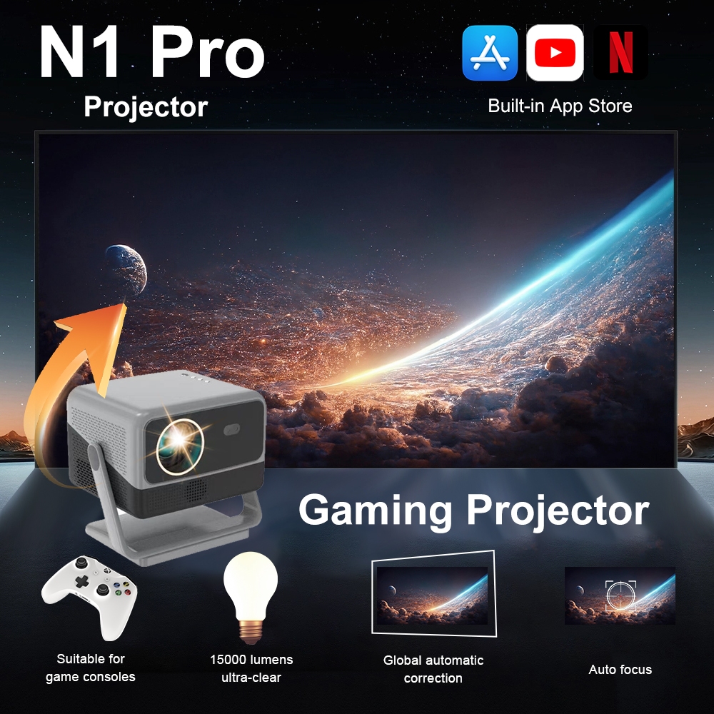 N1Pro 4K HD Projector Android10 OS 2+16G Bluetooth 5.2 Highlight Living Room Bedroom Home ...