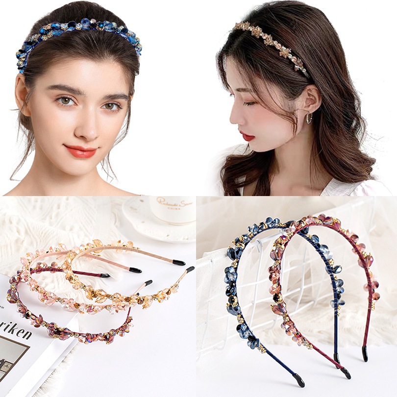 Girls Crystal Hair Bands Non-slip Crimp Hair Bands Bridal Hair ...
