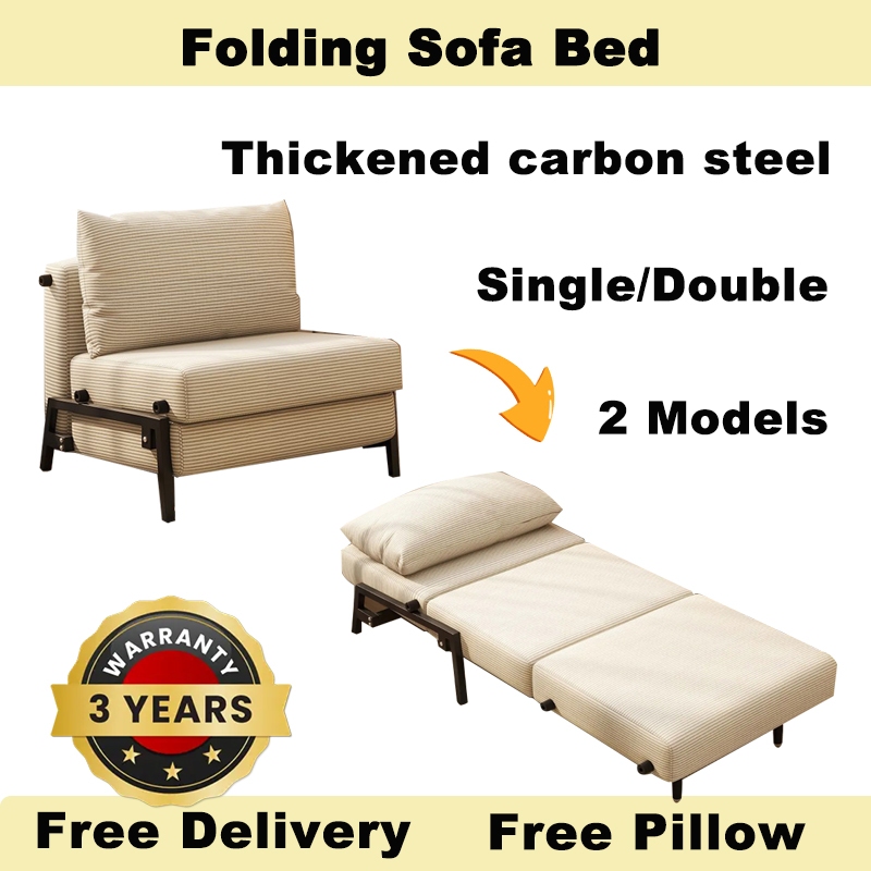 【Free Delivery】 HDB Foldable Sofa Bed, Fabric and Leather Foldable Sofa ...