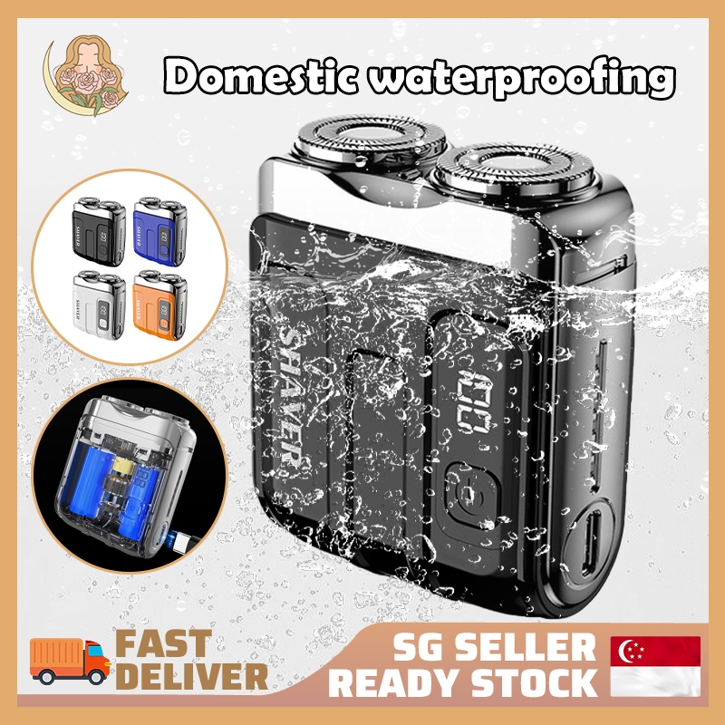 Men Electric Shaver 2 Heads IPX7 Waterproof LCD Displa Rotary Dual-Ring ...