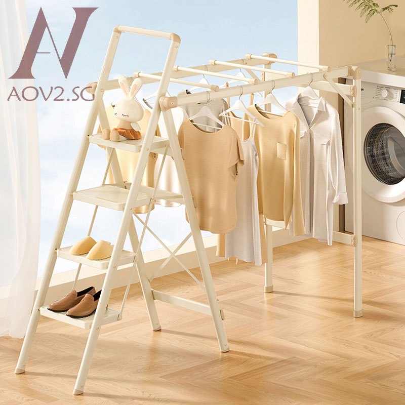 SG Multifunctional 2-in-1 Step Ladder Foldable Drying Rack All-in-One ...