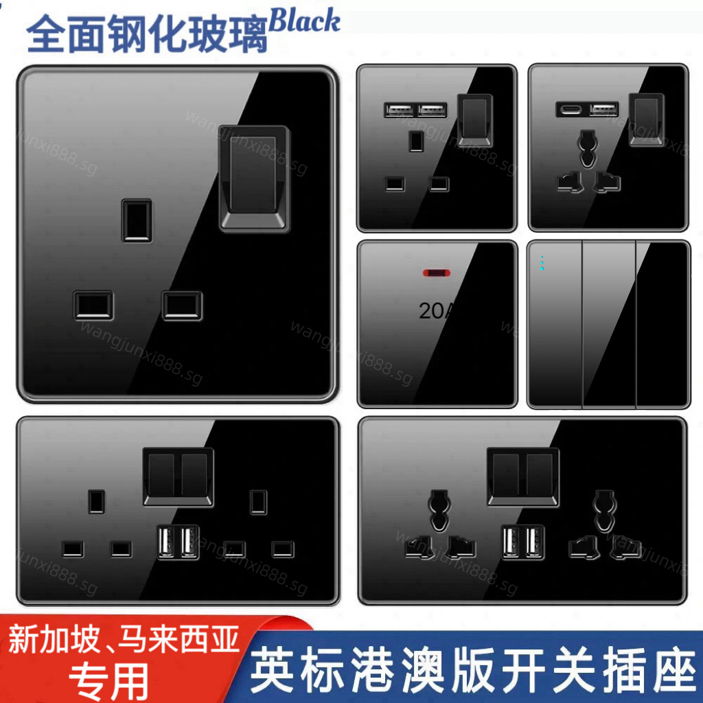 [Full Tempered Glass] 13A Power USB Receptacle, Universal Standard ...