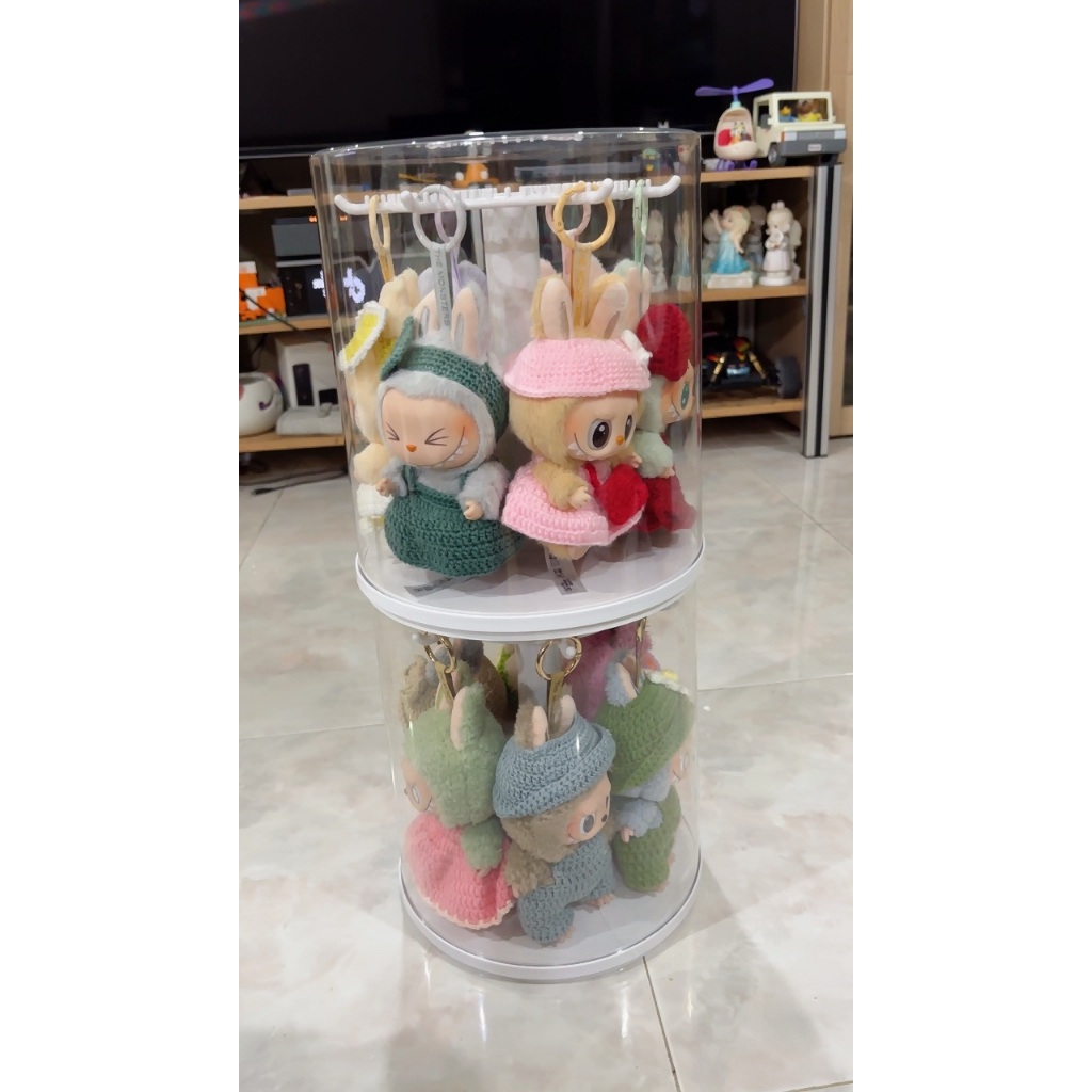 360° roating labubu Rotating Display Case Transparent BubShopee ...