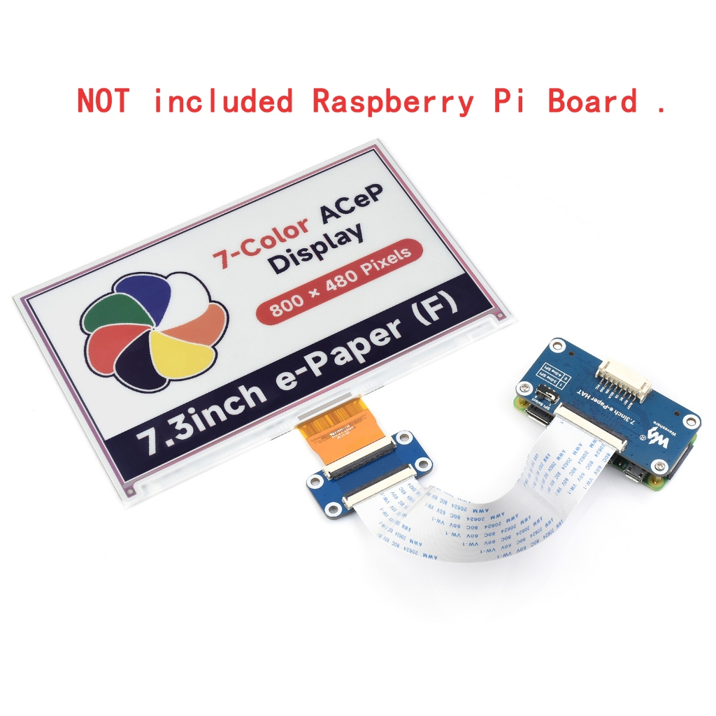 7.3inch 7-Color E-Paper E-ink Expansion Board HAT for RasPi RPI Raspberry Pi Zero 2 W A 3 Model ...