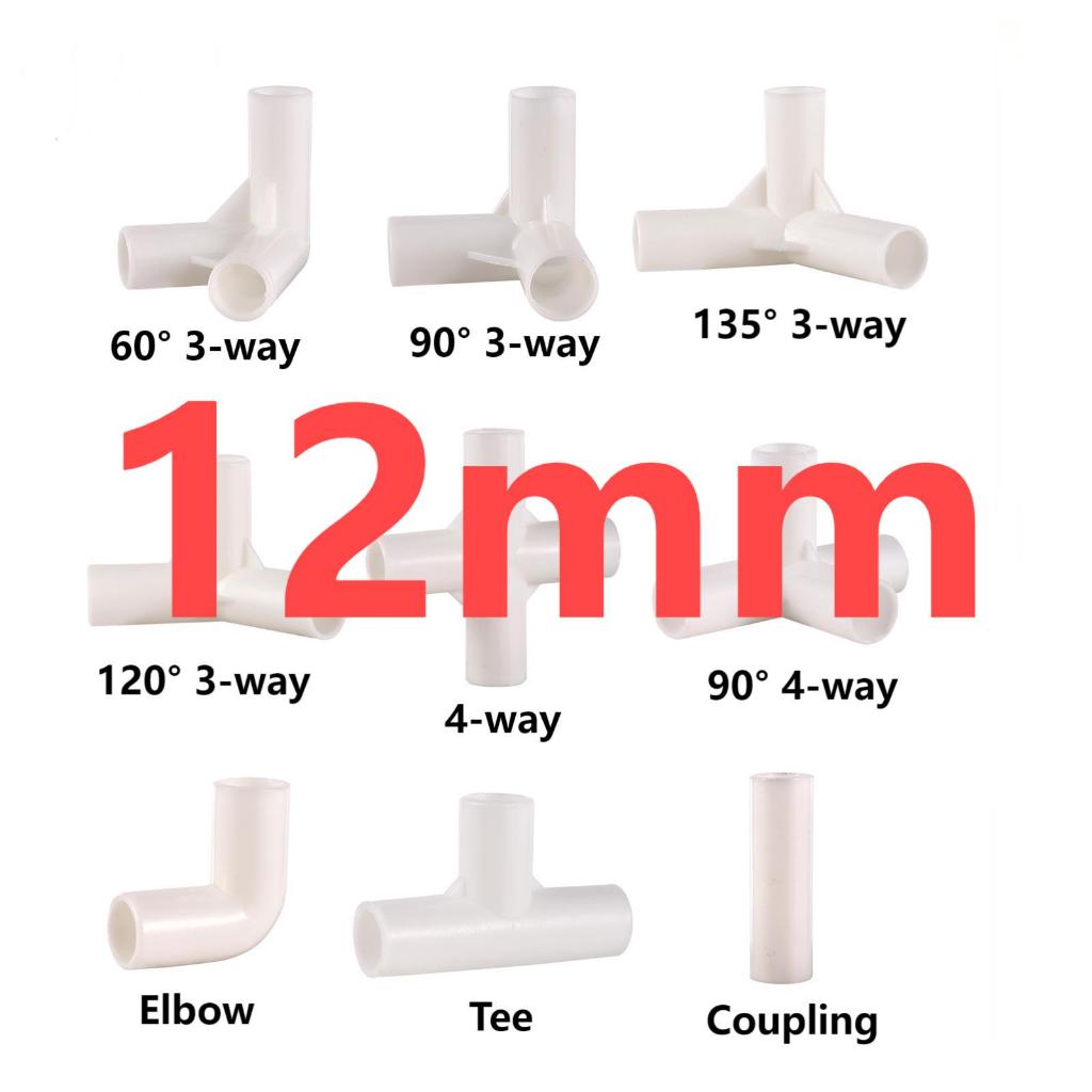PVC Connector Inner Diameter 12mm Pipe Fitting Elbow Four-way To Three ...