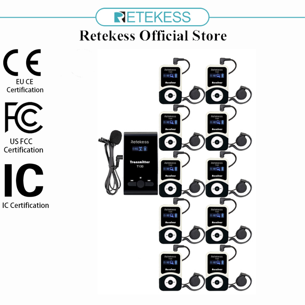 Retekess T130-T131 50m Wireless Tour Guide System Audio 99 Channel for for Umrah Pilgrimage Hajj ...